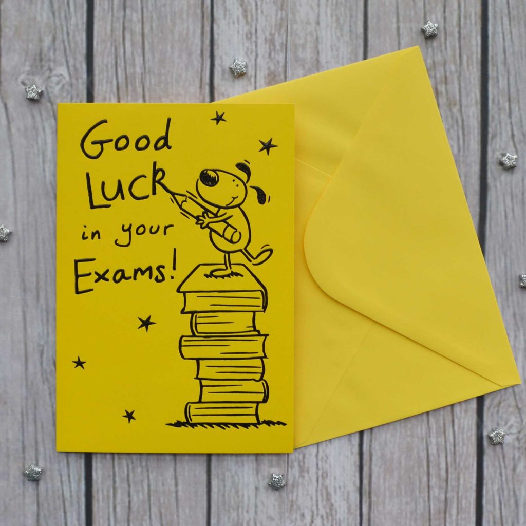 Exam Good Luck Dog And Books - Garlanna Greeting Cards