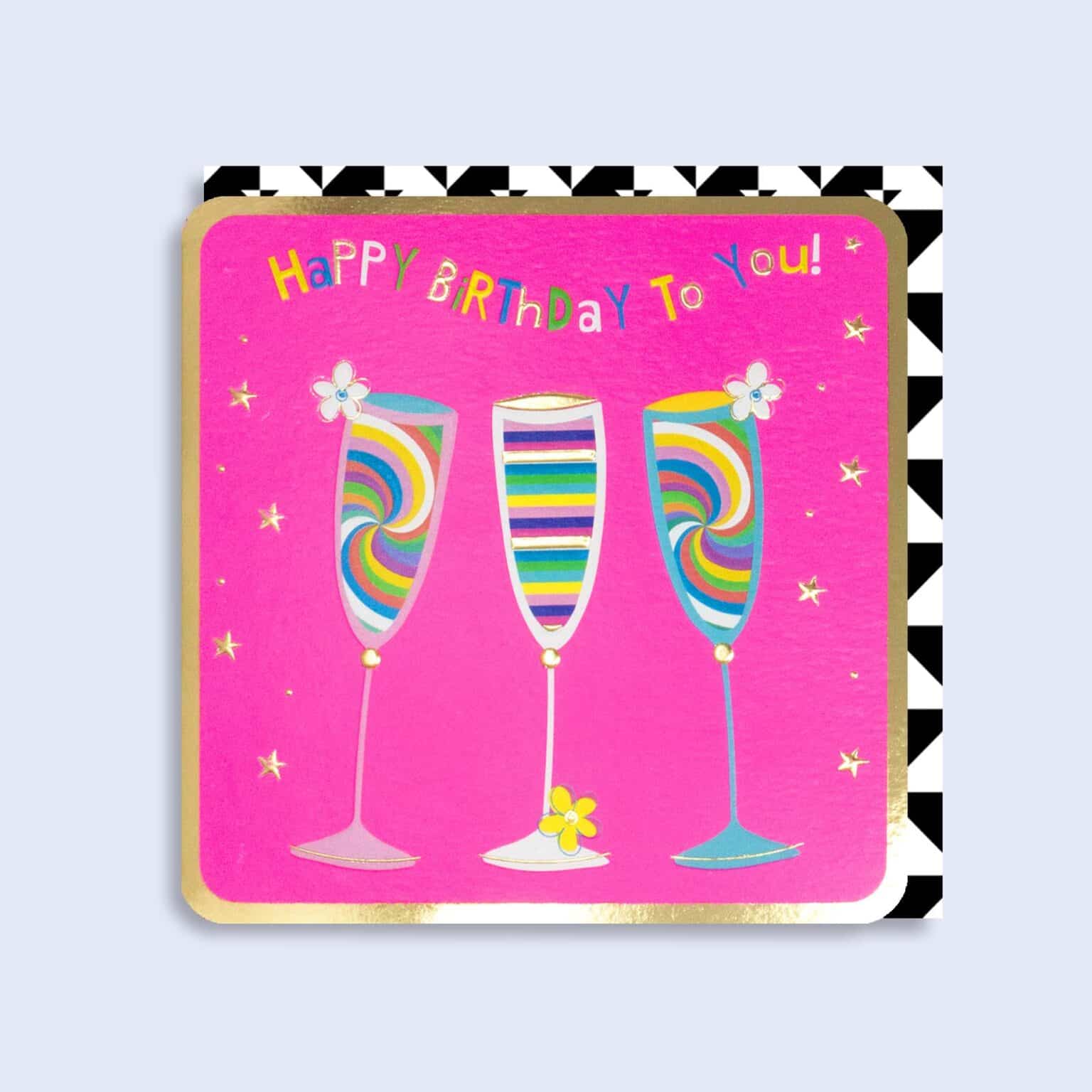 Luminous Neon Card Champagne Flutes - Garlanna Greeting Cards